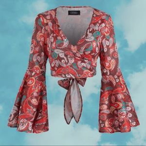 Cider | Tops | Paisley Bell Sleeve Wrap Crop Top | Poshmark